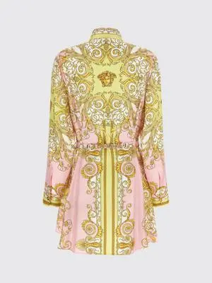 Versace Baroque Print Silk Long Sleeve Shirt Dress