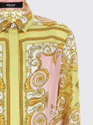 Versace Baroque Print Silk Long Sleeve Shirt Dress