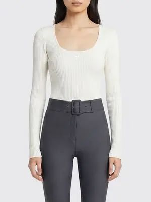 COURREGES Ribbed Knit Top With Button Detail - White