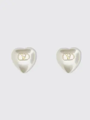 Valentino Garavani Vlogo Signature Heart Stud Earrings With Synthetic Pearl - Gold