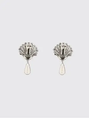 Alessandra Rich Brass Earrings With Rhinestones And Faux Pearls