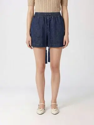 Valentino Garavani Vlogo Denim Jogging Shorts - Blue