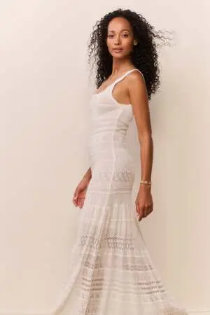 LoveShackFancy Solenne Pointelle Knit Maxi Dress - Sugar Daisy