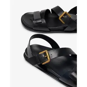 Whistles Asymmetric Buckle Leather Sandals - Black