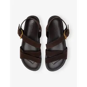 Whistles Asymmetric Strap Suede Flat Sandals - Brown