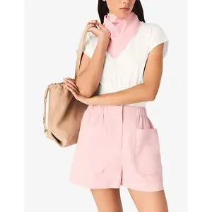 Maje Brand-embroidered Elasticated-waist Cotton Shorts