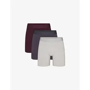 SKIMS Branded-waistband Pack Of Three Stretch-jersey Boxer Briefs - Raven Multi