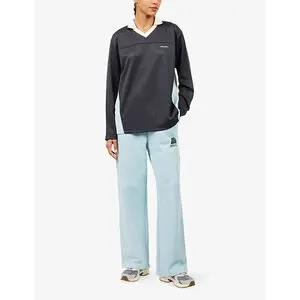 ADANOLA Collared Long Sleeve Mesh Jersey Top - Midnight Blue