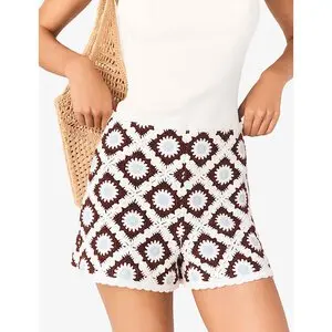 Maje Floral Crochet Mid-rise Shorts