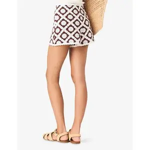 Maje Floral Crochet Mid-rise Shorts