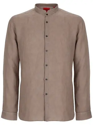 Hugo Camicia In Lino - Brown