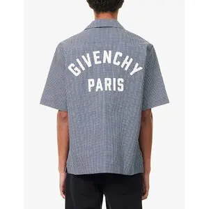 Givenchy Appliqué-logo Gingham Cotton Bowling Shirt - White/blue