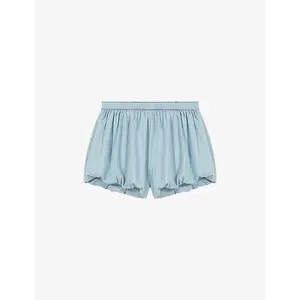 Maje Balloon-leg Branded-patch Chambray Skort