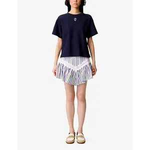 Claudie Pierlot Cotton Mini Skirt With Lace Trim