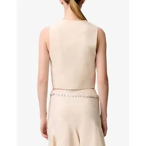 Claudie Pierlot V-neck Cropped Woven Waistcoat