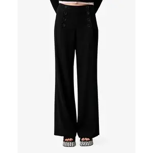 Claudie Pierlot High-rise Wide Leg Trousers - Black