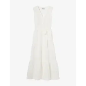 Claudie Pierlot Sleeveless Belted Cotton Maxi Dress - Ecru