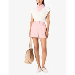 Maje Brand-embroidered Elasticated-waist Cotton Shorts