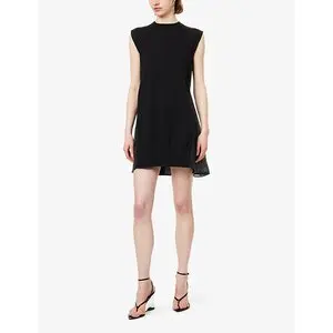 Sacai Denim X Knit Pleated Cotton Mini Dress