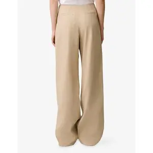 Claudie Pierlot Wide-leg Linen-blend Trousers With Button Detail