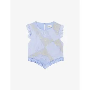 Claudie Pierlot Striped Ruffled Cotton Top