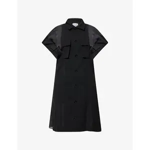Sacai Pleated Contrast Mini Dress - Black