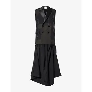 Sacai Sleeveless Wool And Organza Jacket