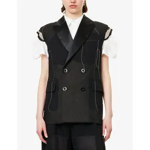 Sacai Sleeveless Wool And Organza Jacket