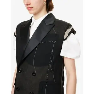 Sacai Sleeveless Wool And Organza Jacket