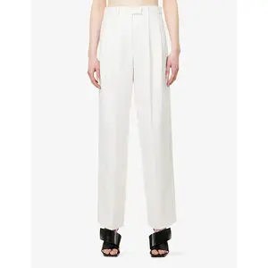 Givenchy Double-pleat Straight-leg Wool-blend Trousers - White