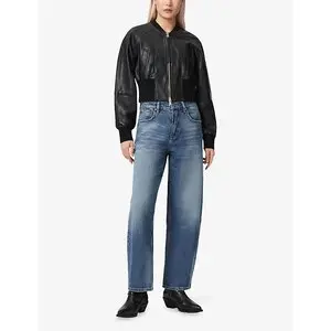 ALLSAINTS Suri Zip-up Cropped Leather Bomber Jacket - Black