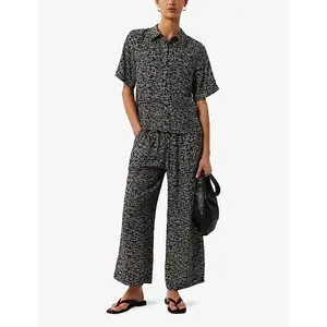 Whistles Grid-print Woven Trousers - Black