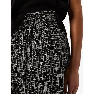 Whistles Grid-print Woven Trousers - Black