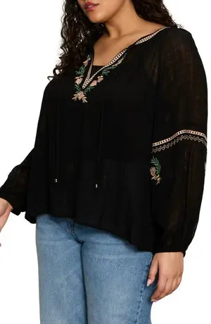 Sanctuary Embroidered Peasant Top