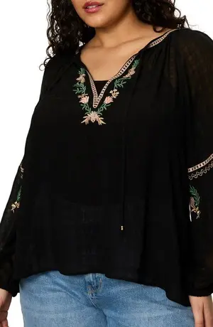 Sanctuary Embroidered Peasant Top