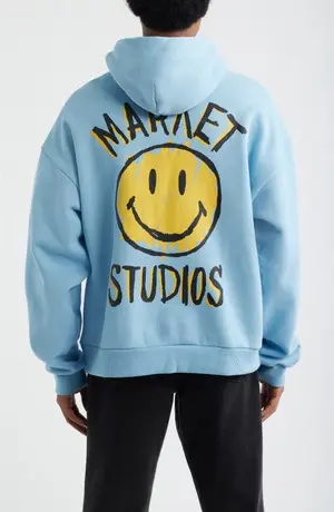 MARKET Smiley Doodle Graphic Cotton Hoodie