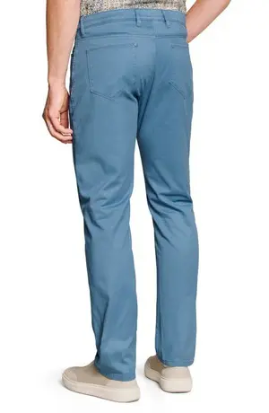Johnston & Murphy Straight Leg Stretch Cotton 5-pocket Pants - Blue