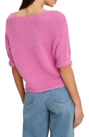 NIC+ZOE Roll Sleeve Boat Neck Sweater - Crocus