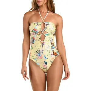 L'Agence Shiva Cutout One-piece Swimsuit - Yellow Multi