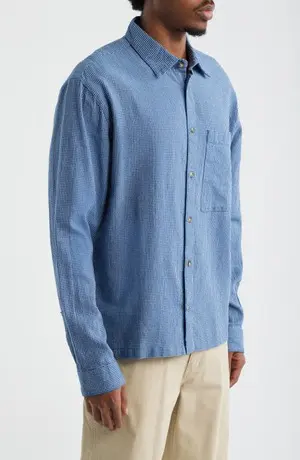 Topman Check Relaxed Fit Cotton Flannel Button-up Shirt
