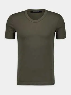 TOM FORD Military V-neck T-shirt - Green