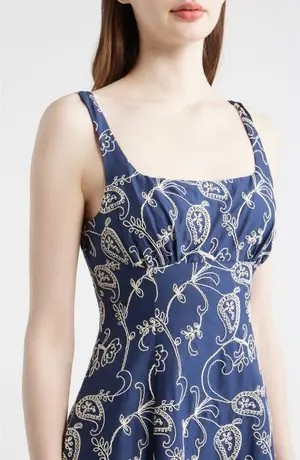 Julia Jordan Embroidered Cotton Fit & Flare Midi Dress