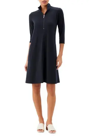 Karen Kane Half Zip Travel Jersey Dress - Black