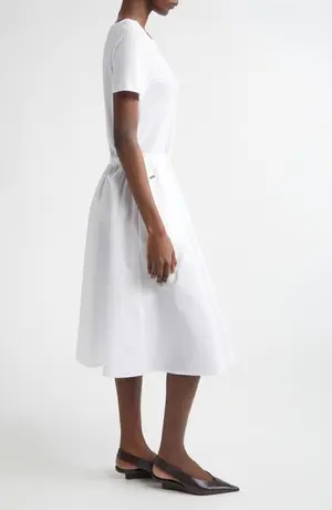 Herno Mixed Media Drawcord Waist Dress - White