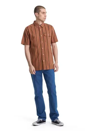 Volcom Whitworth Stripe Short Sleeve Button-up Shirt - Rawhide
