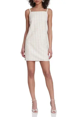 Avec Les Filles Check Sleeveless Mini Dress - Beige Gingham