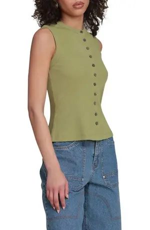 Avec Les Filles Sleeveless Rib Tank - Bayleaf