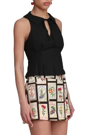 Avec Les Filles Tie Front Sleeveless Top - Black