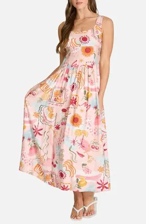 BLU PEPPER Printed Fit & Flare Midi Dress