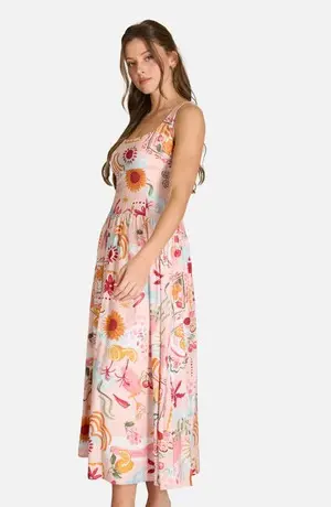 BLU PEPPER Printed Fit & Flare Midi Dress